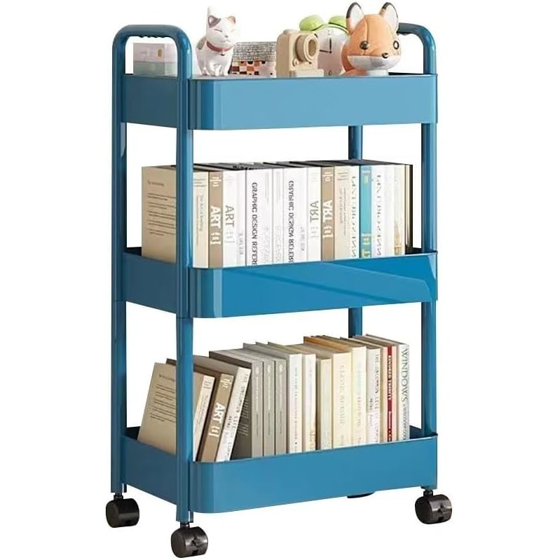 Etajera cu roti si 3 rafturi depozitare, carlige ustensile ...