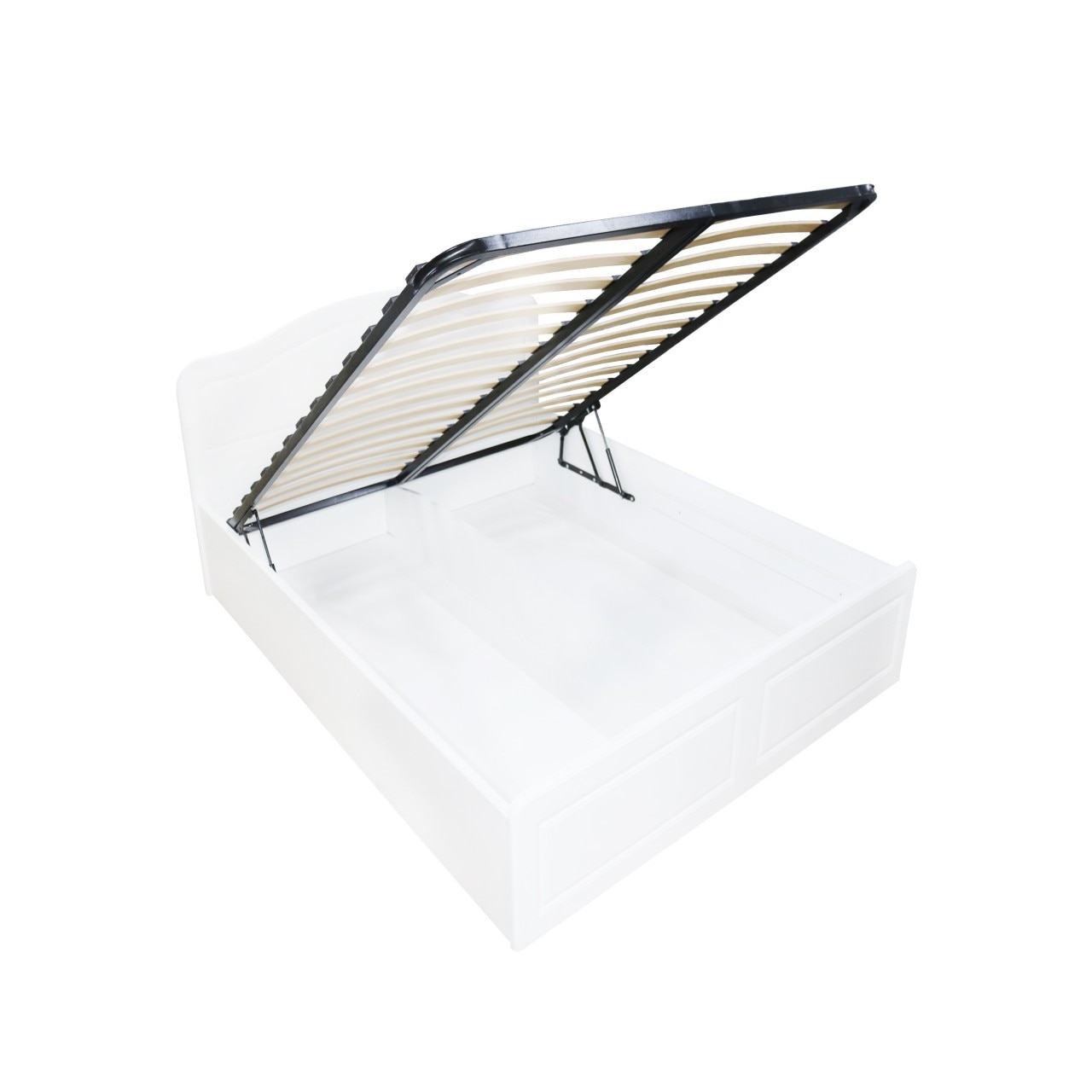 Pat Sara 1800x2000, Mdf Alb Mat, cu somiera rabatabila - eMAG.ro