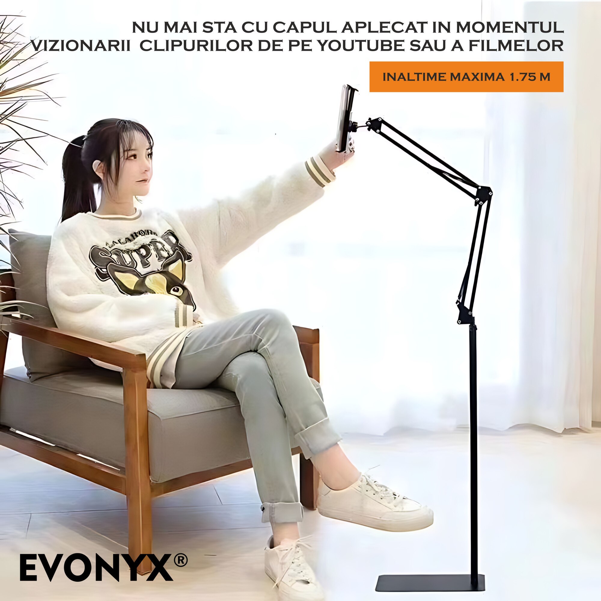 Suport telefon/tableta de podea EVONYX®, Stand multifunctional ...