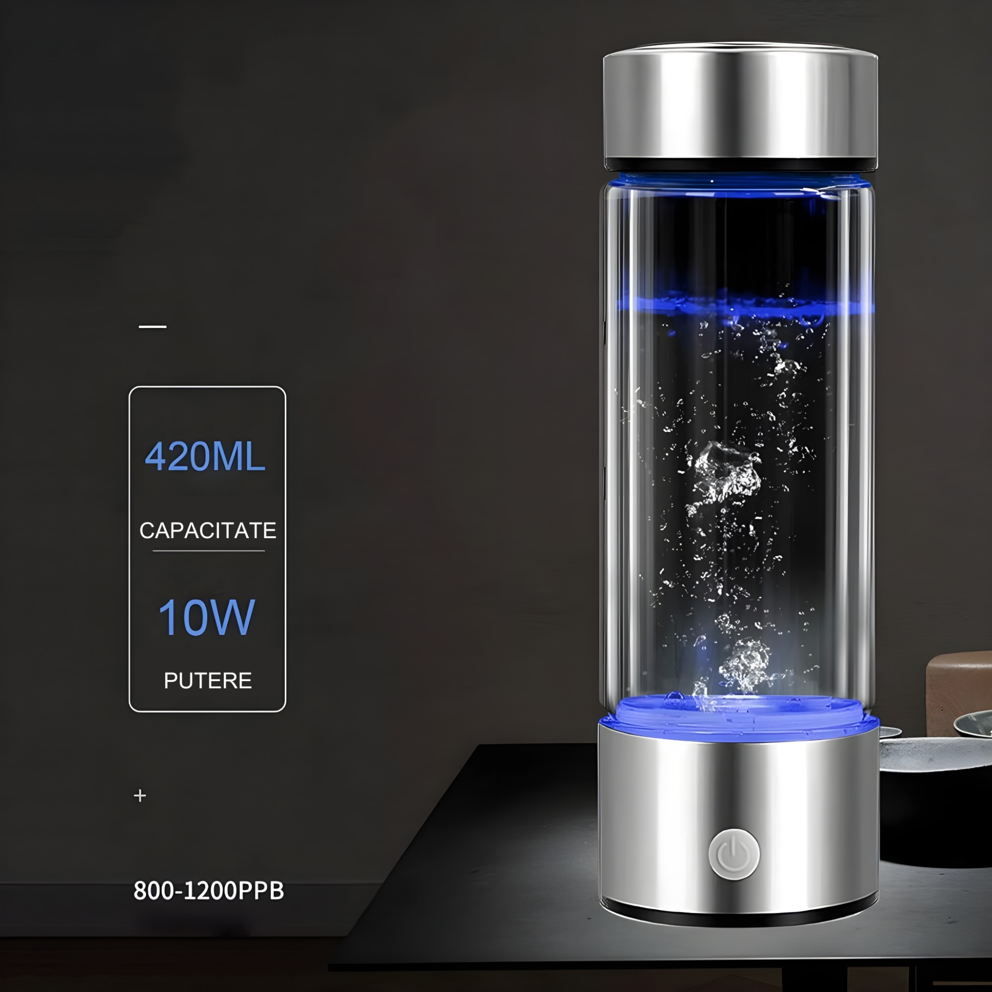 Бутилка за генериране на хидрогенирана/йонизирана вода NovEterna®, преносима, 420 ml, USB ...