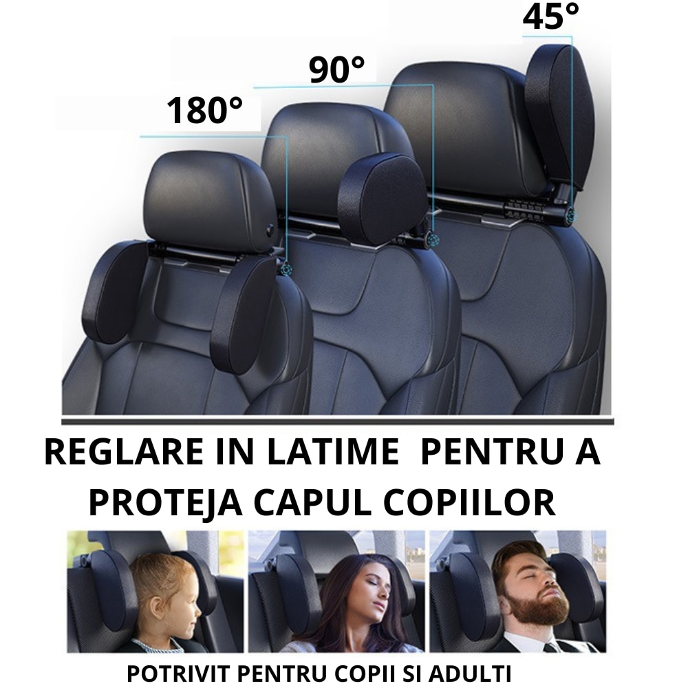 Tetiera ergonomica pentru cap si gat, perna adulti si copii, ajustabila ...