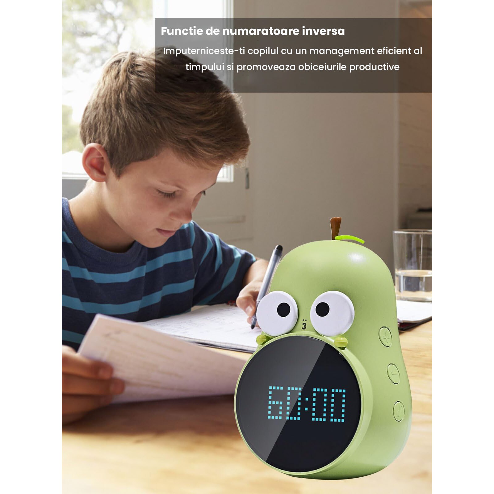 Ceas digital cu Alarma pentru copii, sundiguer, Vocea spune timpul ...