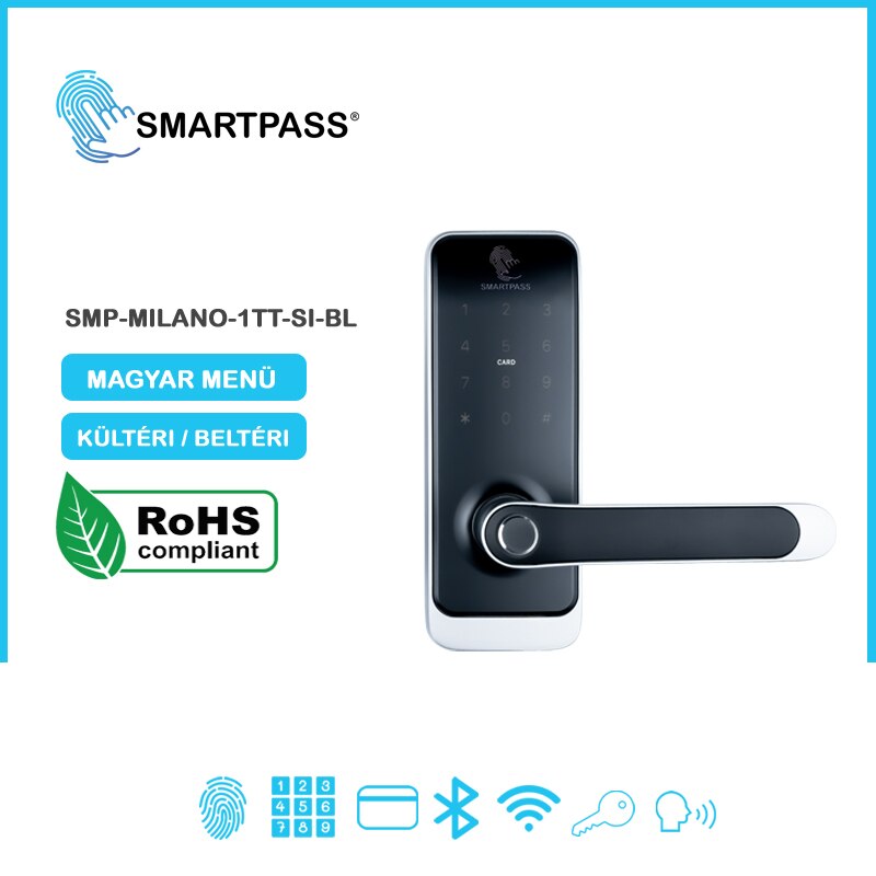 Smartpass Milano Okos Kilincs (Intelligens Zár) Ujjlenyomat, Bluetooth ...