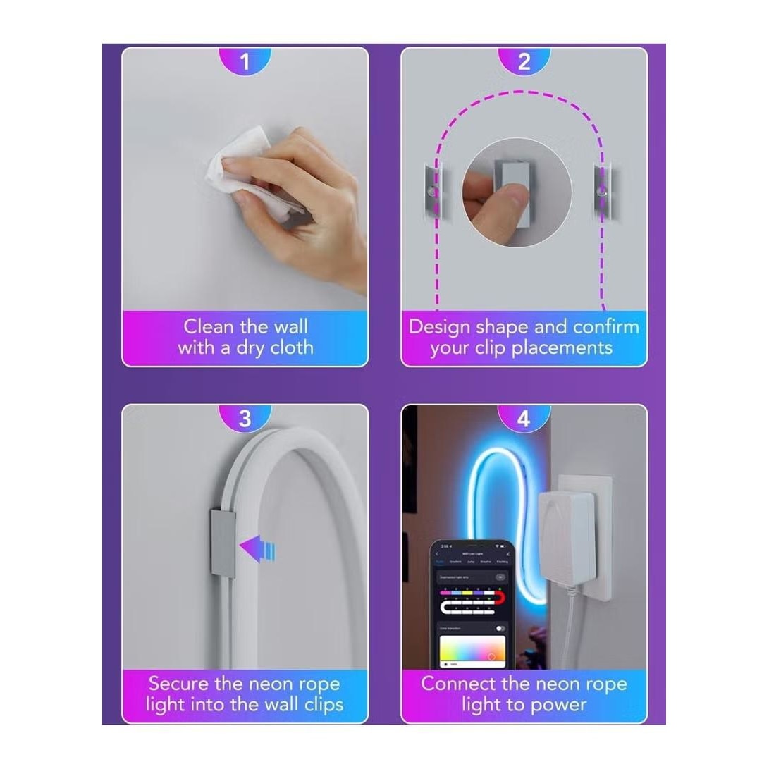 Banda LED Smart, Banda de lumina neon, WALALLA, decupabila, pliabila ...