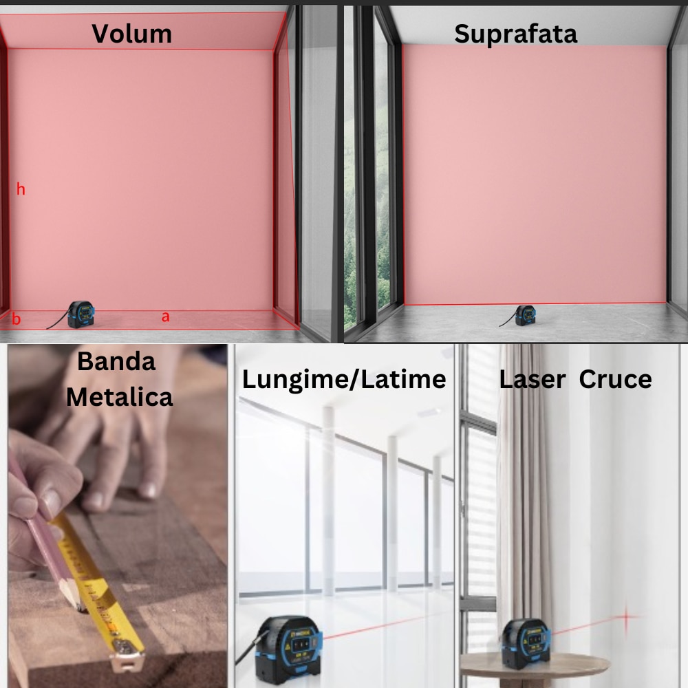 Ruleta Equisst®, Smart 3 in 1 cu afisaj LCD, interior/exterior ...