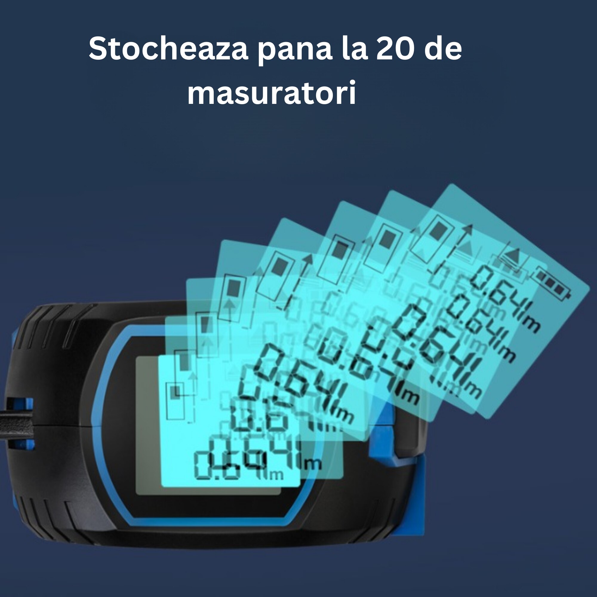 Ruleta Equisst®, Smart 3 in 1 cu afisaj LCD, interior/exterior ...