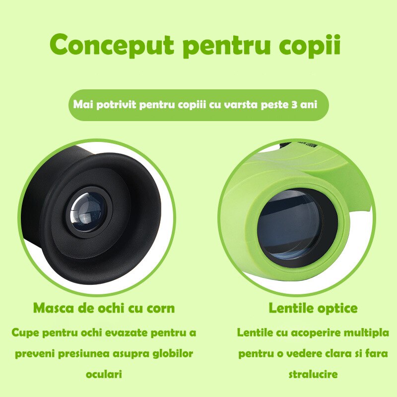 Binoclu pentru copii, BaK-4, verde,8 x 21 - eMAG.ro