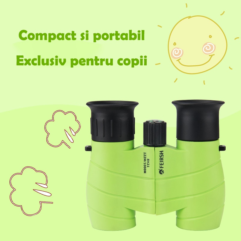 Binoclu pentru copii, BaK-4, verde,8 x 21 - eMAG.ro