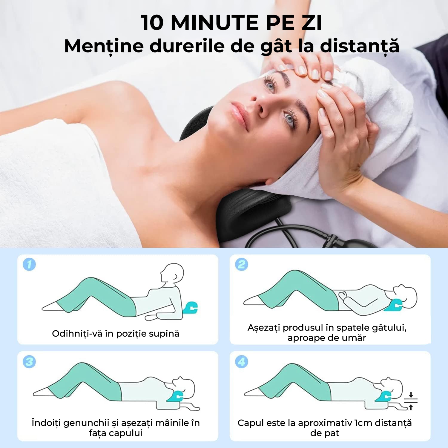 Perna relaxanta pentru gat si umeri, inaltime reglabila cu perna de aer ...