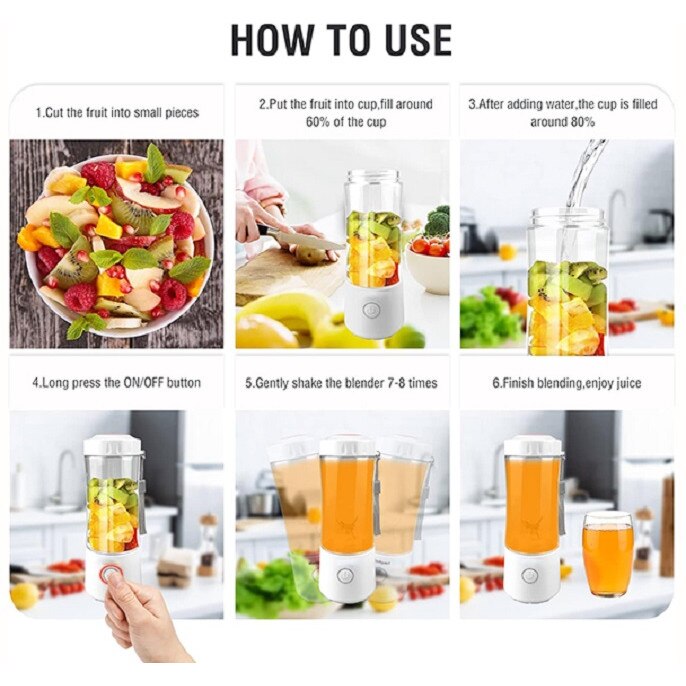 Blender portabil, 18000 rpm, 220 W, USB, Alb - eMAG.ro