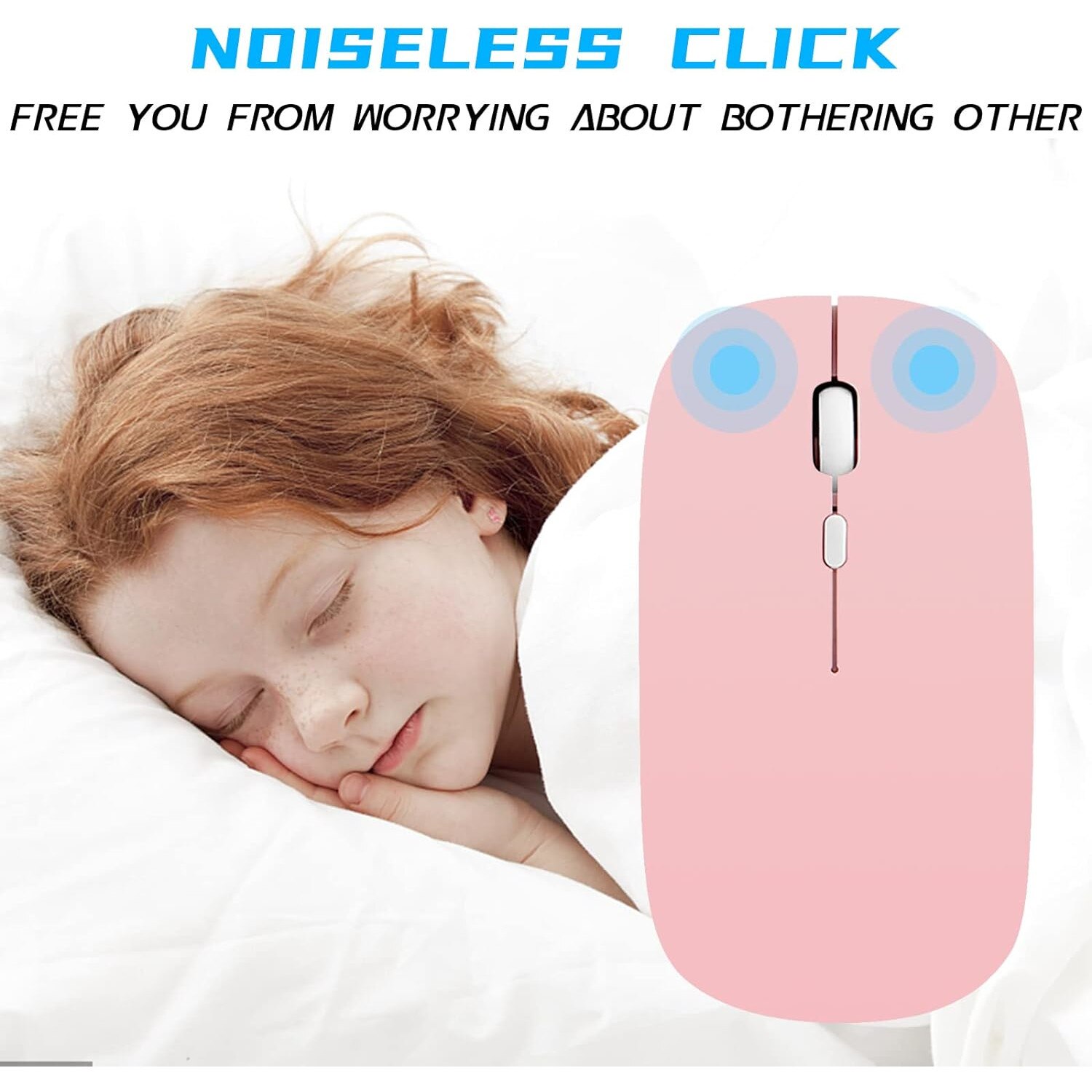 Mouse Roz Bluetooth si Wireless, Sigloo, Silent, Slim, DPI ajustabil ...