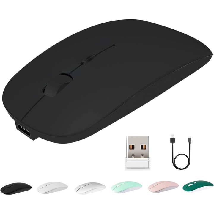 Mouse Negru Bluetooth si Wireless, Sigloo, Silent, Slim, DPI ajustabil ...