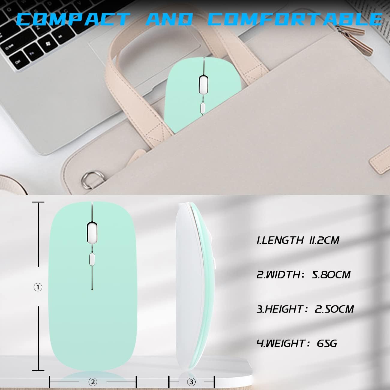 Mouse Verde Bluetooth si Wireless, Sigloo, Silent, Slim, DPI ajustabil ...