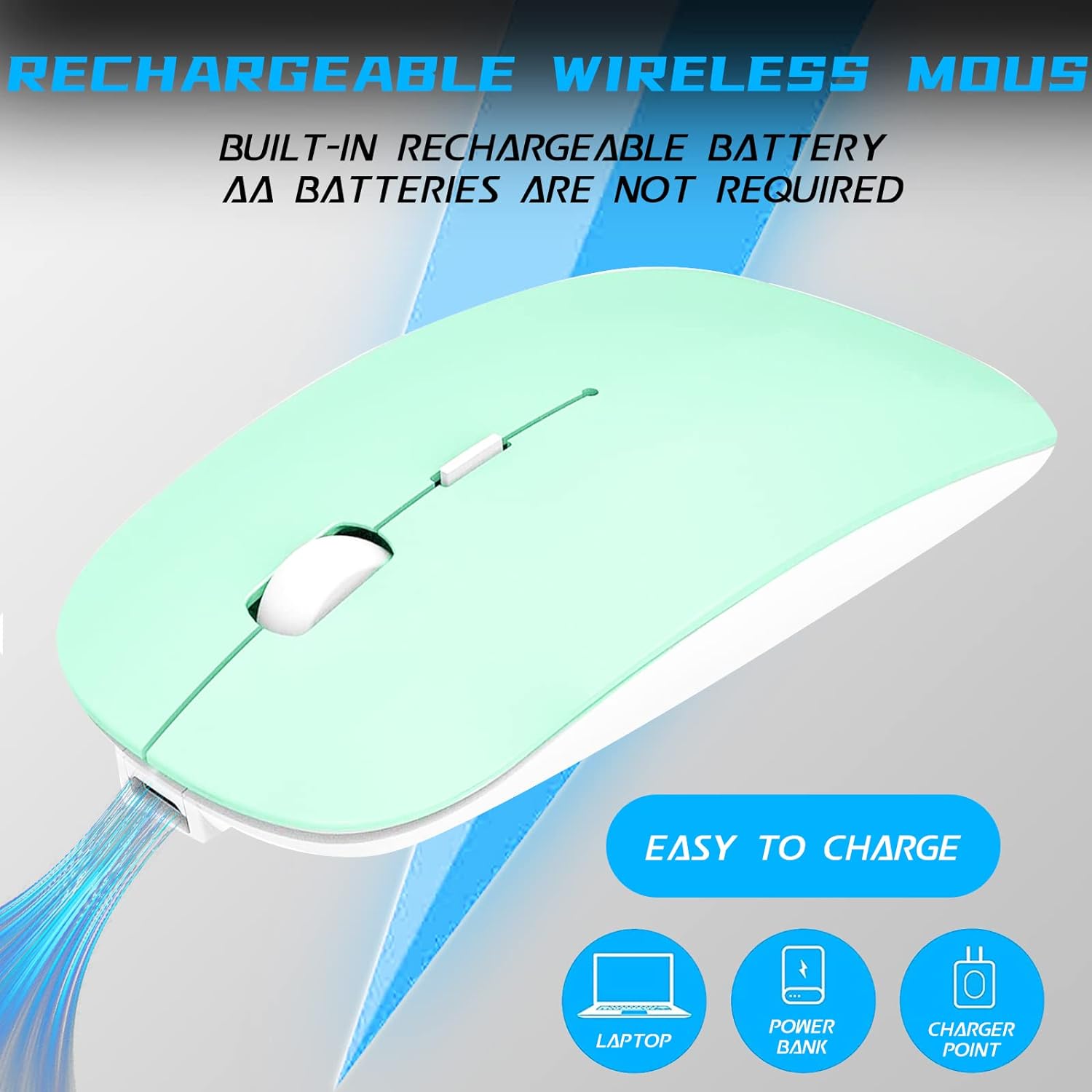 Mouse Verde Bluetooth si Wireless, Sigloo, Silent, Slim, DPI ajustabil ...