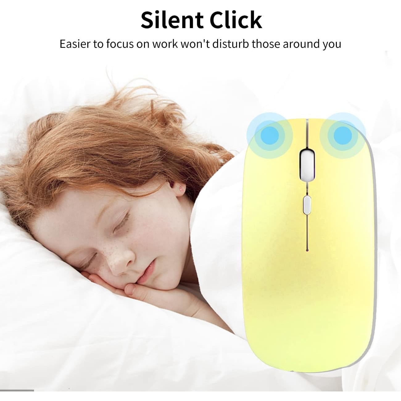 Mouse Galben Bluetooth si Wireless, Sigloo, Silent, Slim, DPI ajustabil ...