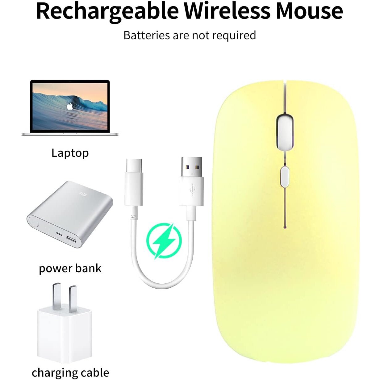 Mouse Galben Bluetooth si Wireless, Sigloo, Silent, Slim, DPI ajustabil ...