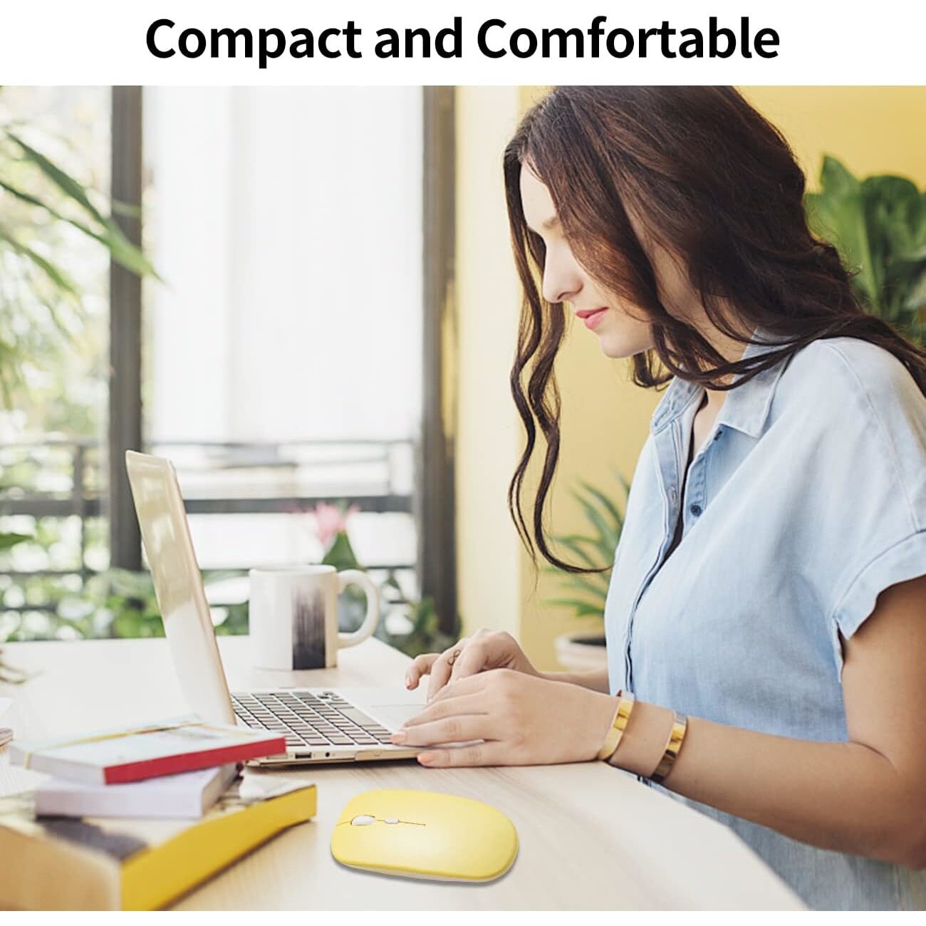 Mouse Galben Bluetooth si Wireless, Sigloo, Silent, Slim, DPI ajustabil ...