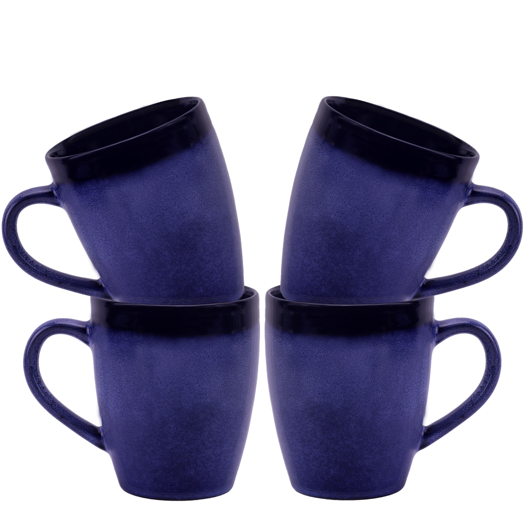 Set 4 cani cafea, 350ml, ceramica dublu glazurata, albastru negru 11x8 ...