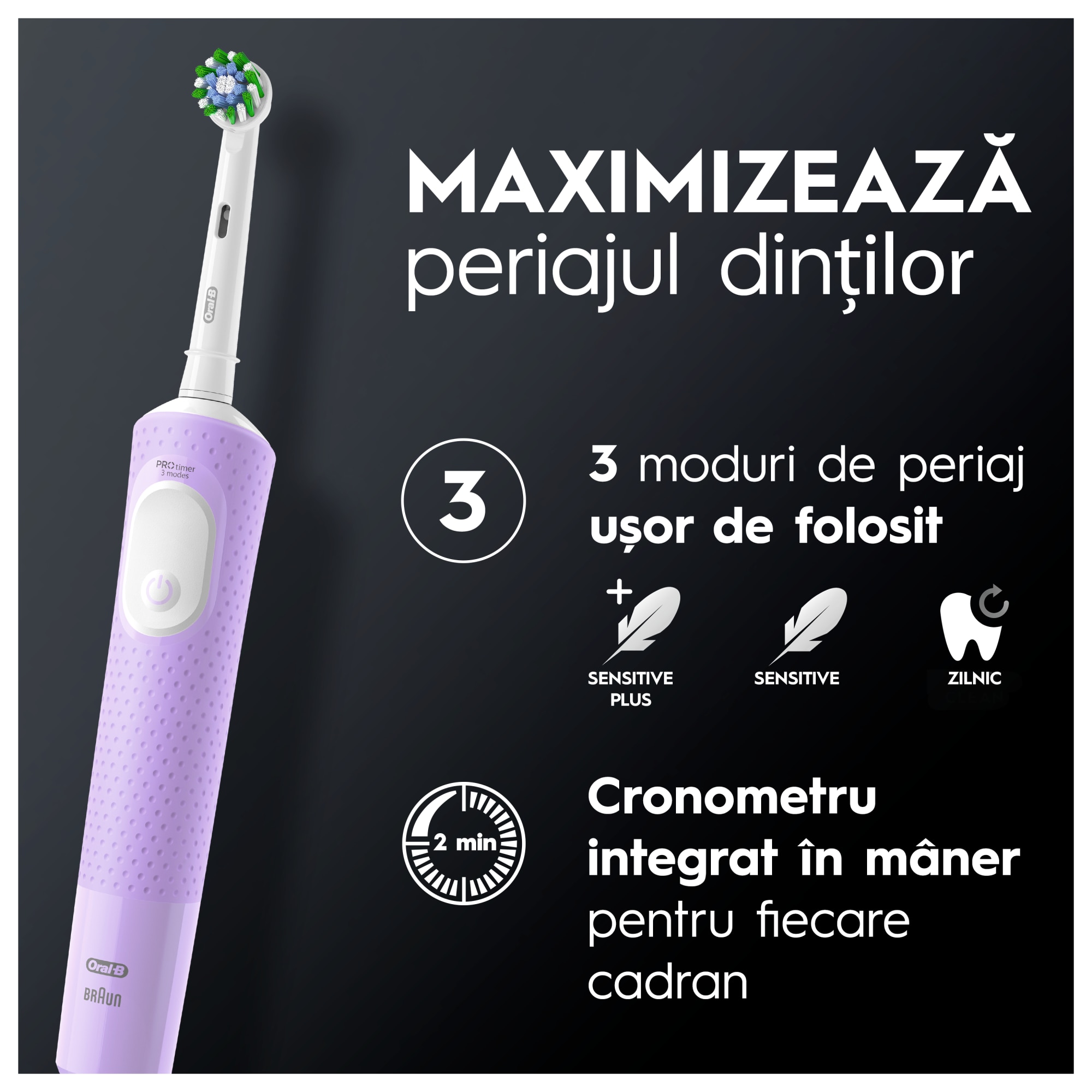 Подаръчен комплект: Ел. четка за зъби Oral-B Vitality Pro, 2D ...