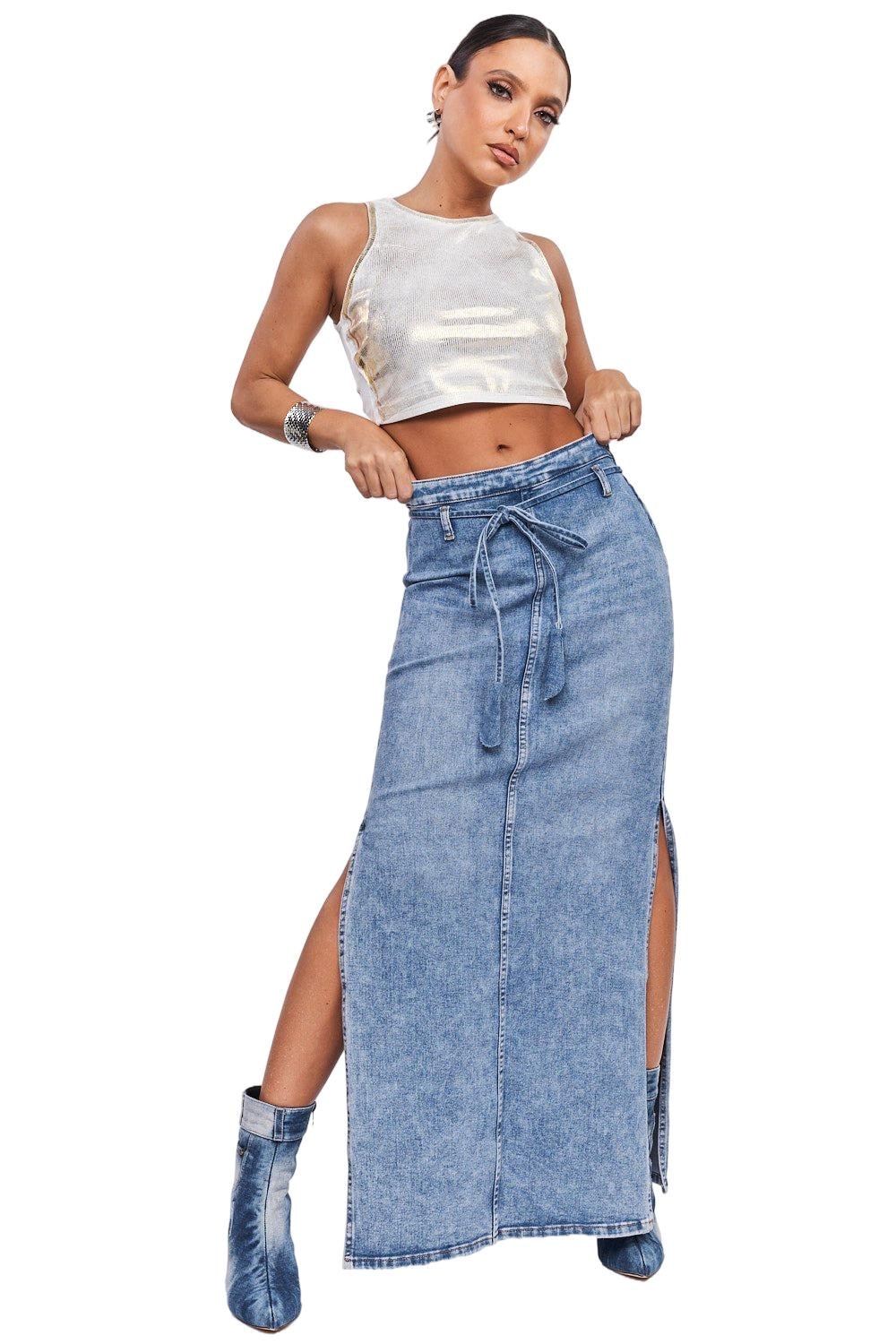 Fusta dama, DecoRo, Denim, Albastru, M - eMAG.ro