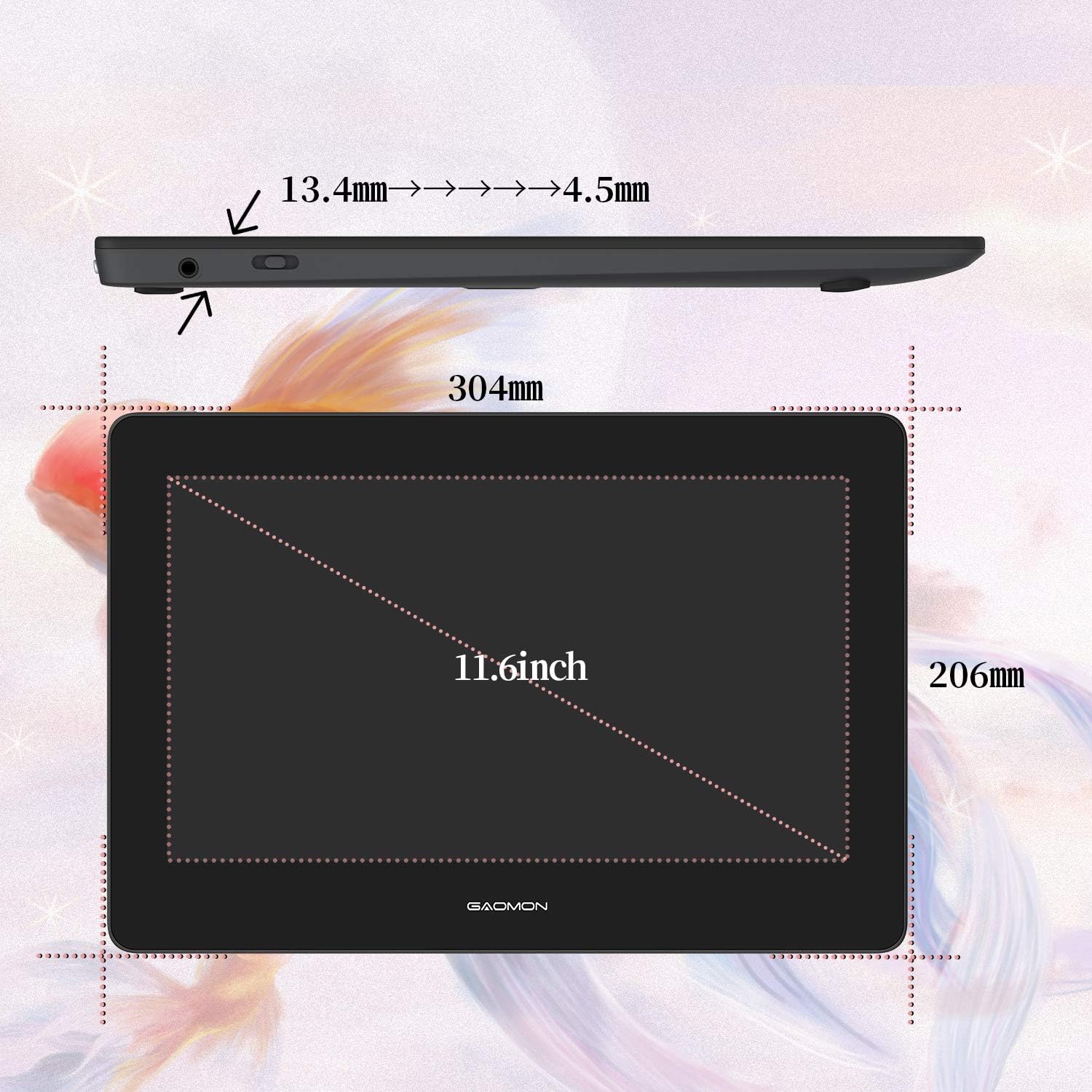 Tableta grafica GAOMON PD1220 11.6'' 11.6'' Pen Display 86% NTSC Full ...