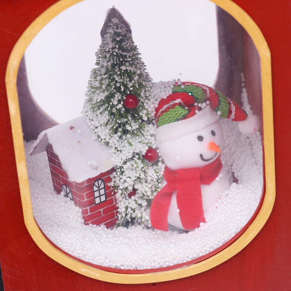 Felinar Muzical cu led si zapada artificiala 51 cm in forma de Trenulet ...