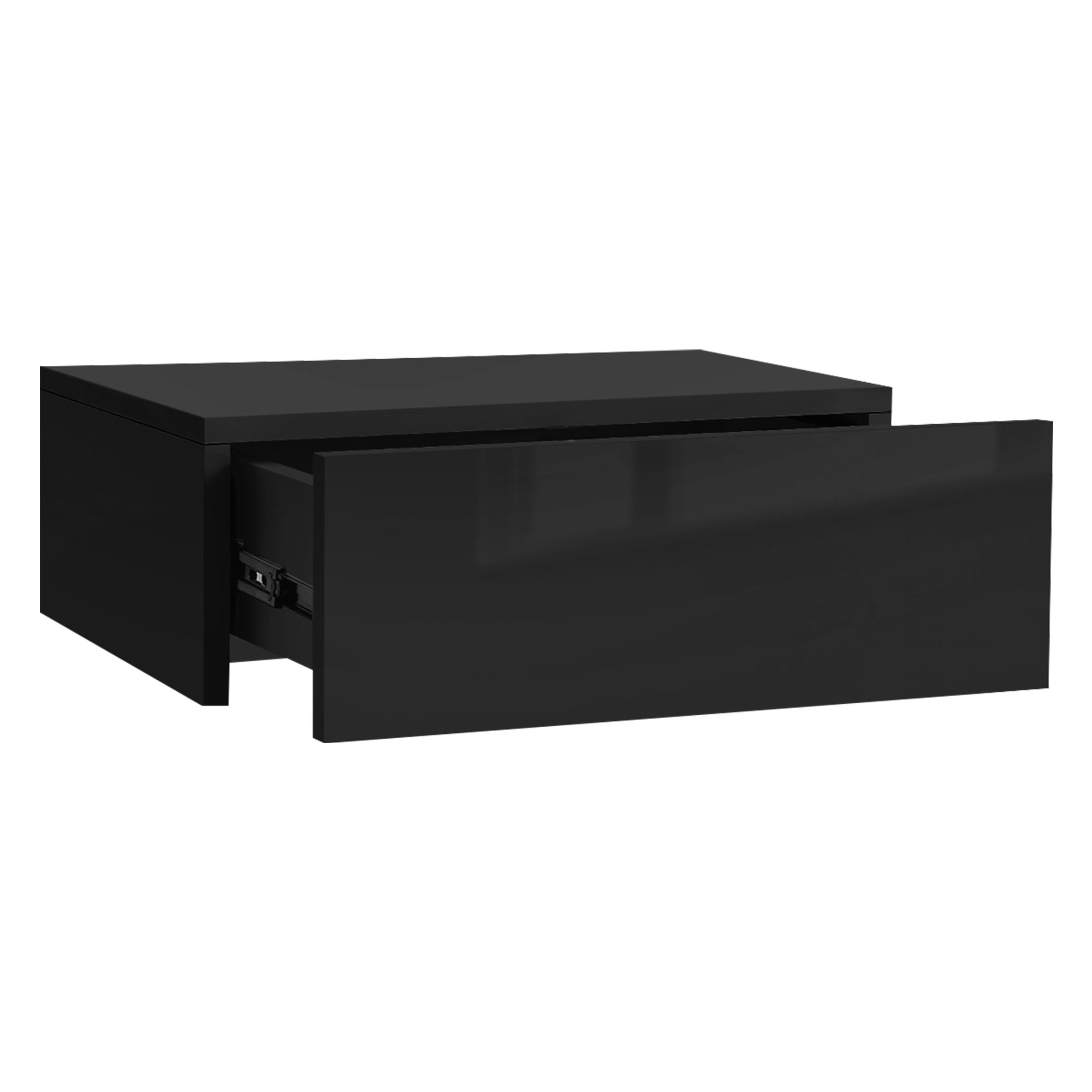Raft de perete cu sertar ML-Design, 46x30x15cm, mdf pal, negru lucios ...