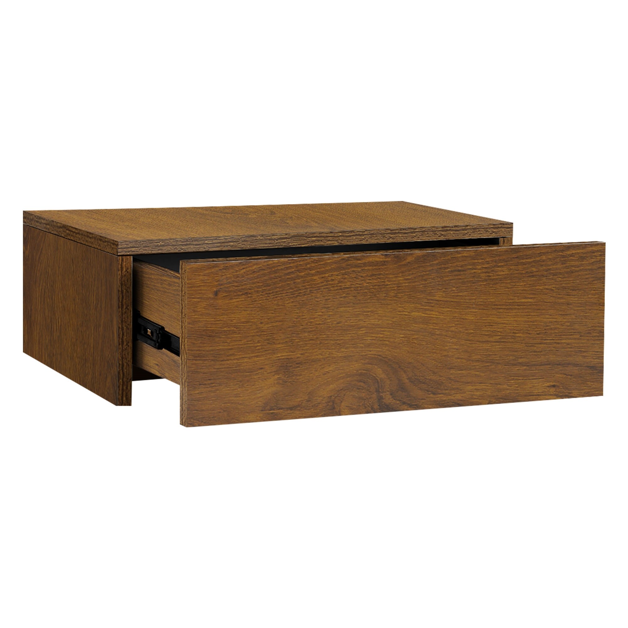 Raft de perete cu sertar ML-Design, mdf pal, nuc, 46x30x15cm, montare ...