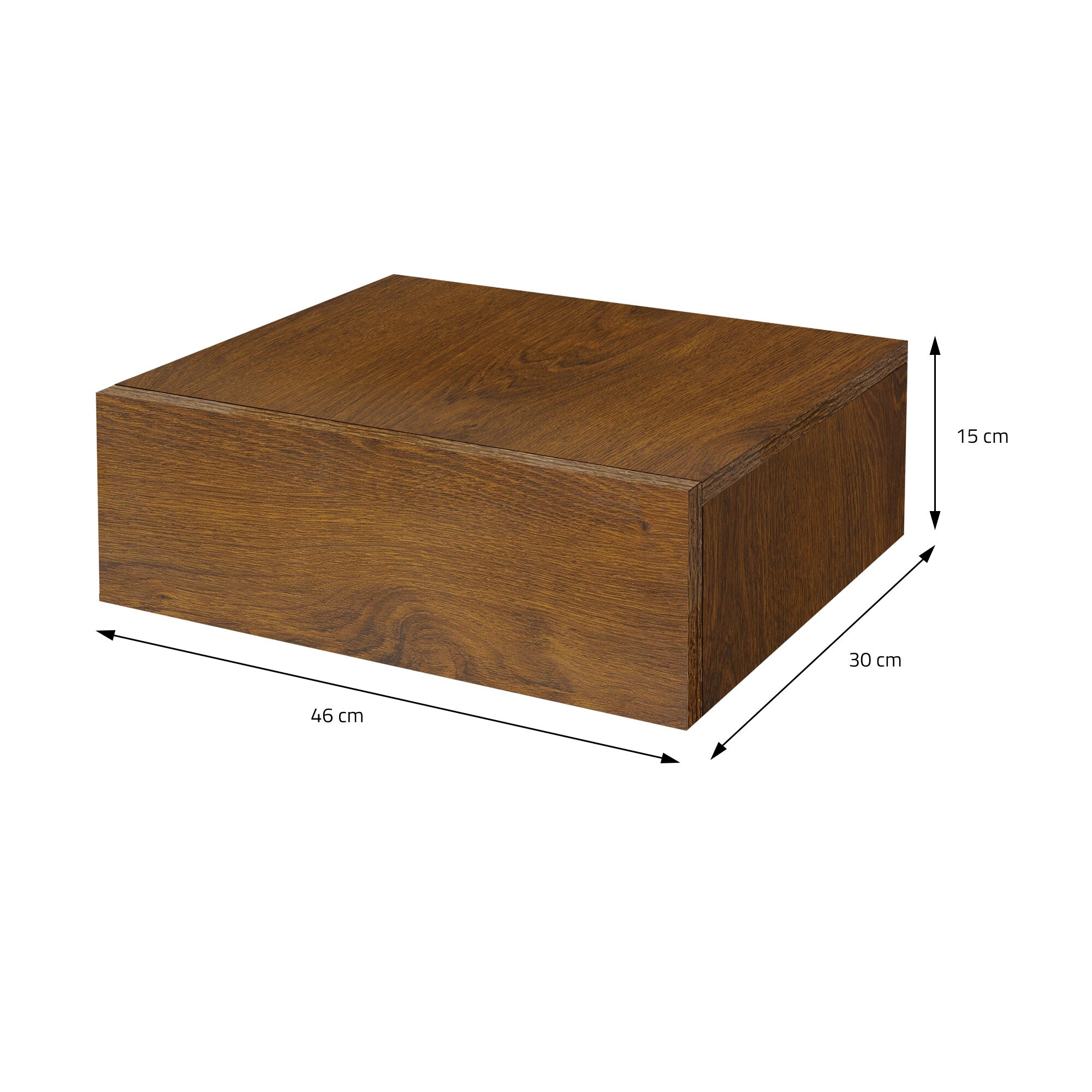 Raft de perete cu sertar ML-Design, mdf pal, nuc, 46x30x15cm, montare ...