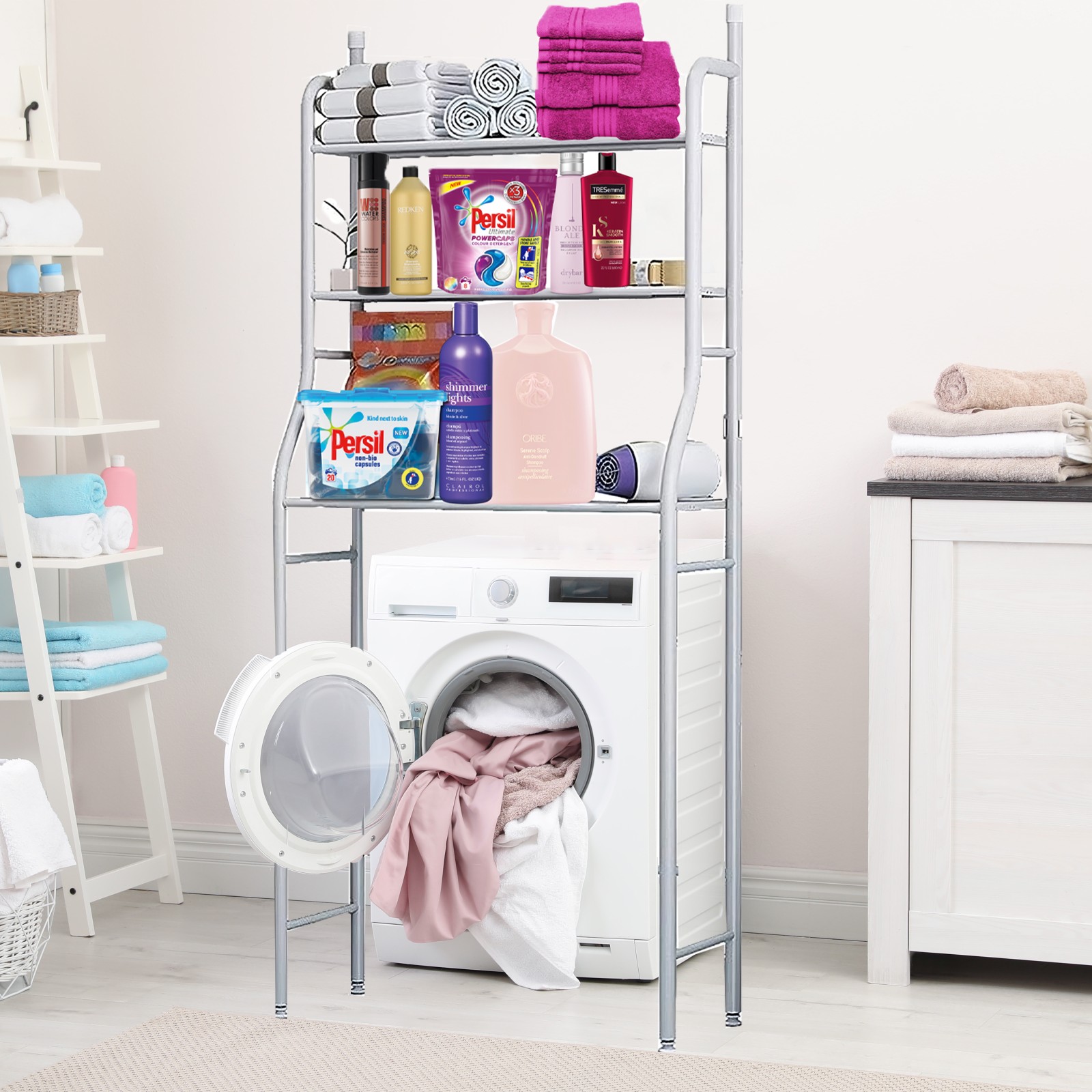 Raft Depozitare Cu Trei Rafturi Peste Toaleta Din Otel Inoxidabil ...