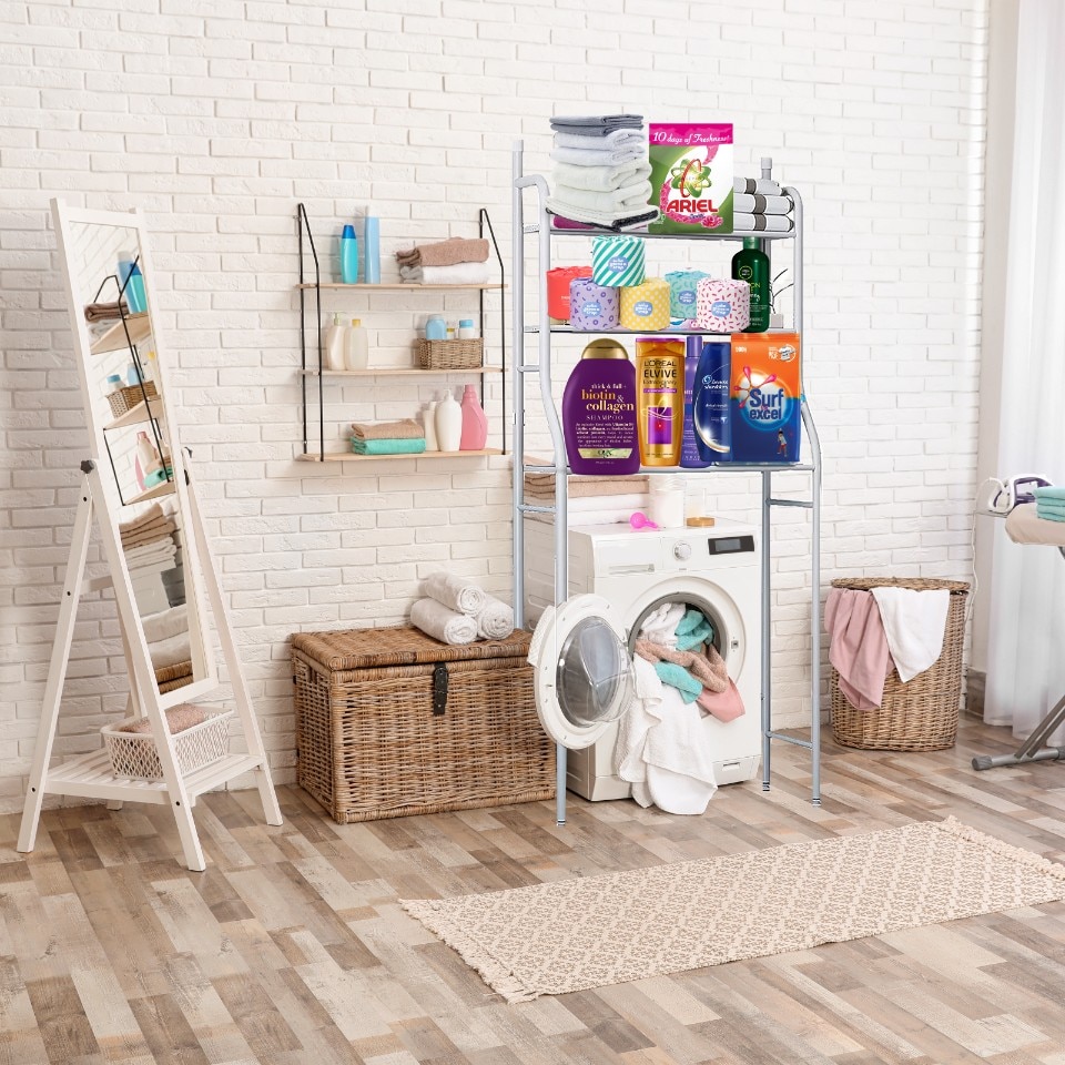 Raft Depozitare Cu Trei Rafturi Peste Toaleta Din Otel Inoxidabil ...