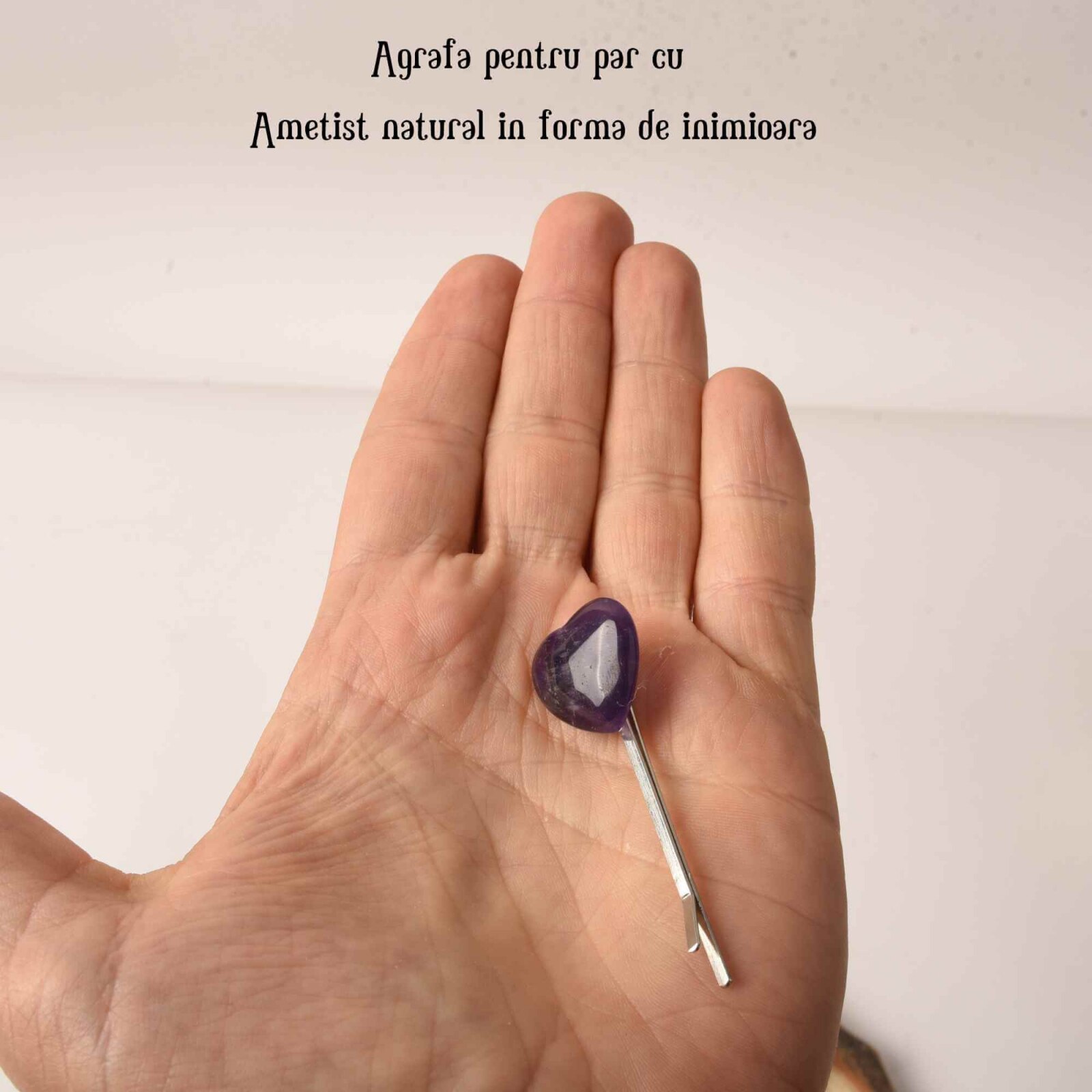 Agrafa de Par cu Inimioara din Ametist - eMAG.ro