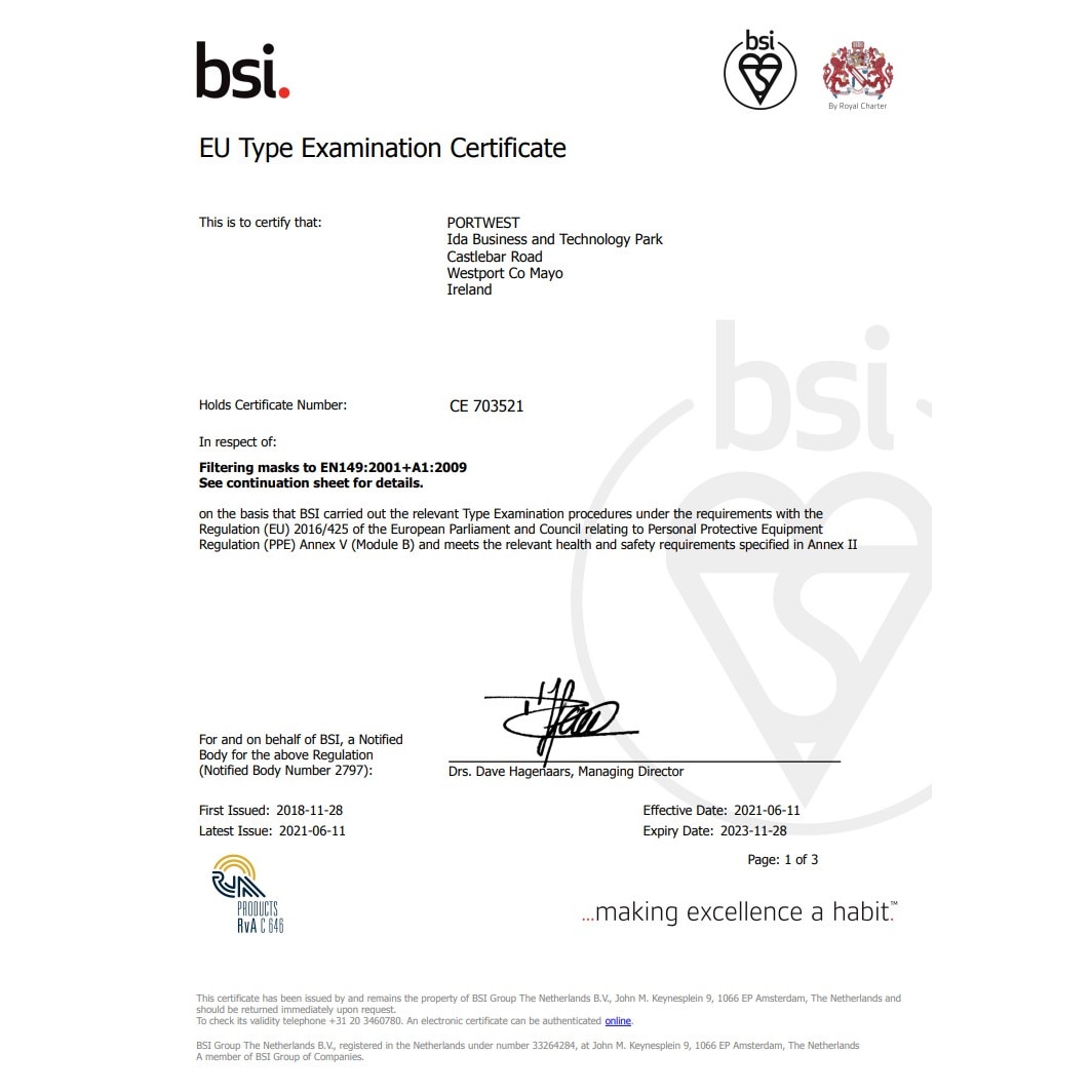 Masca de protectie respiratorie FFP3, fara supapa P390, Portwest ...