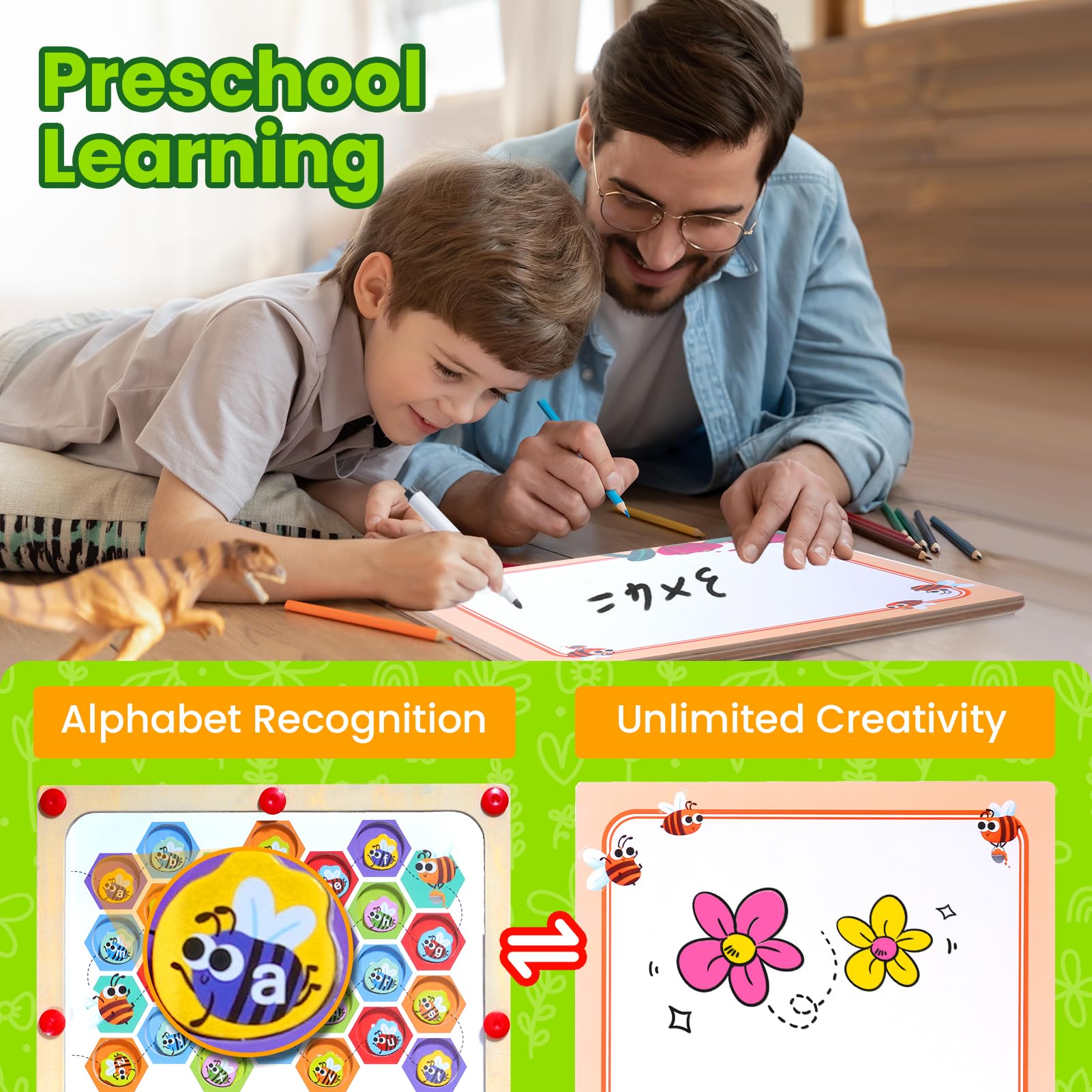 Oktatójáték készlet, WALALLA, Fa, 3 év+, Többszínű - eMAG.hu