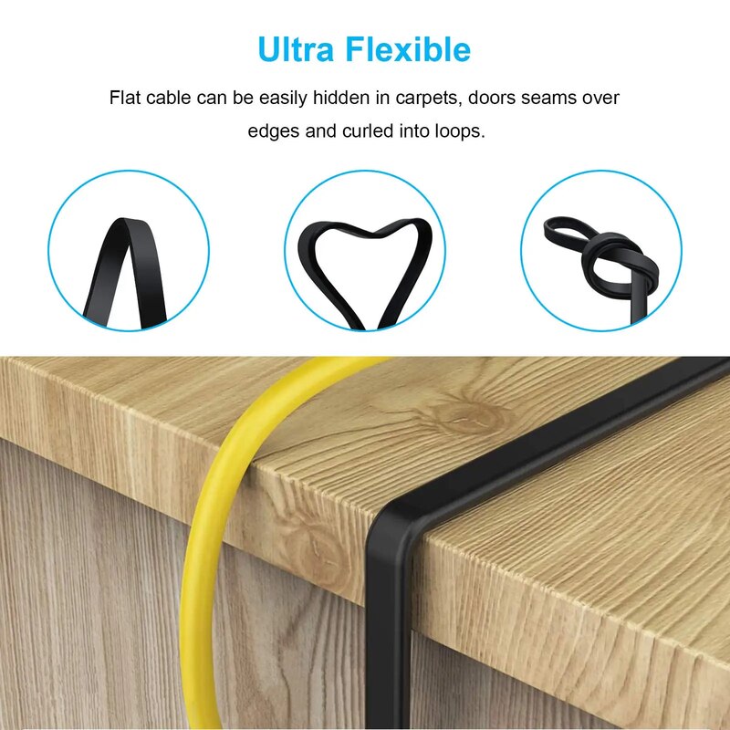 Cablu de internet, JENUOS®, cablu de retea plat, cu conductor de cupru ...