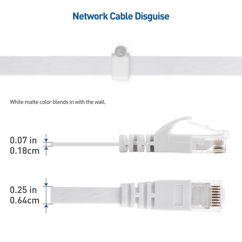 Cablu flexibil pentru retea UTP, JENUOS®, Cat6 plat, lung de 20m ...