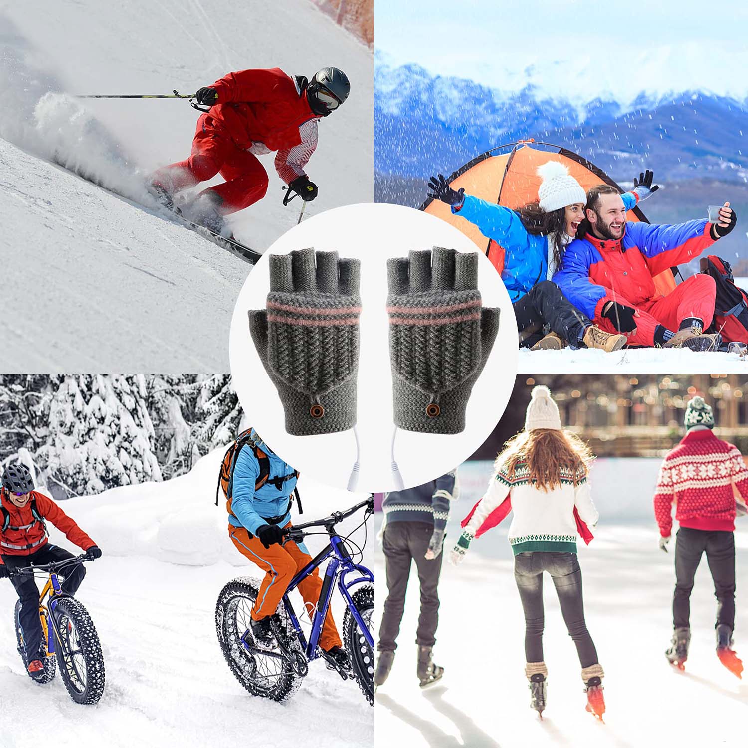 Manusi cu incalzire USB, 5V, Gri - eMAG.ro