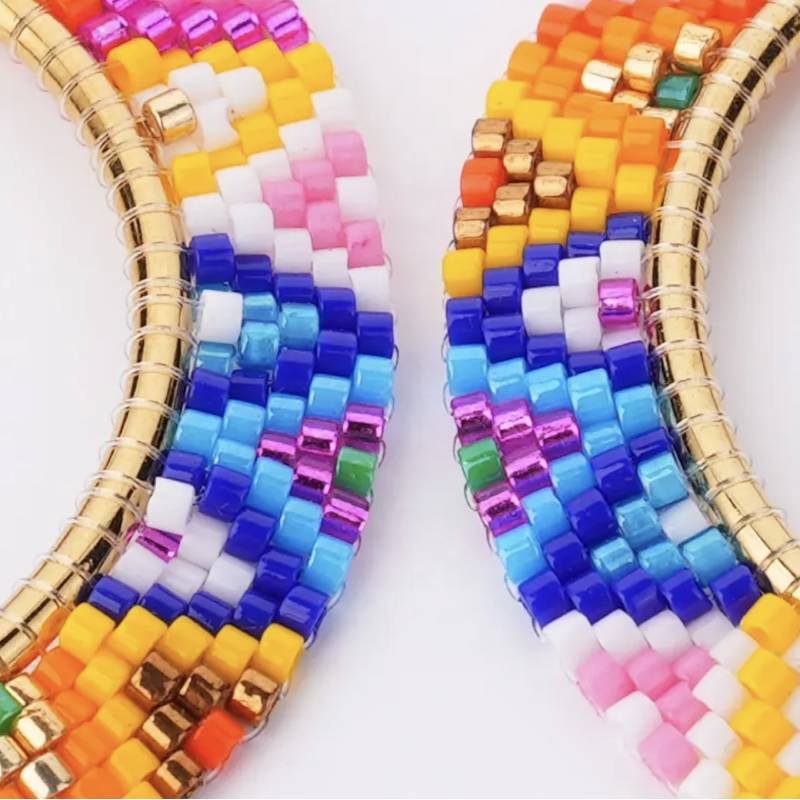 Cercei boho Ezera, cerc mare din margele Miyuki, 4 cm - eMAG.ro