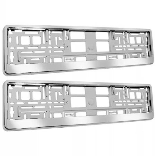 Set 2 Bucati Suport Numar Inmatriculare Auto, Fata-Spate, Argintiu ...
