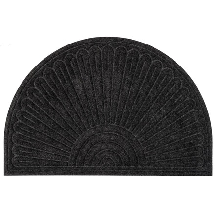 Covor intrare antiderapant Half Moon, semicerc, model abstract, gri ...