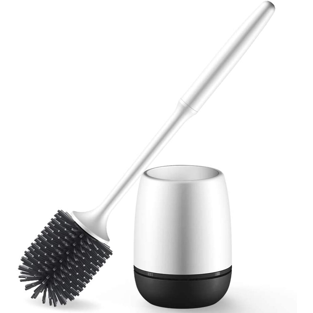 Set perie de toaleta din silicon, montare pe perete, negru - eMAG.ro