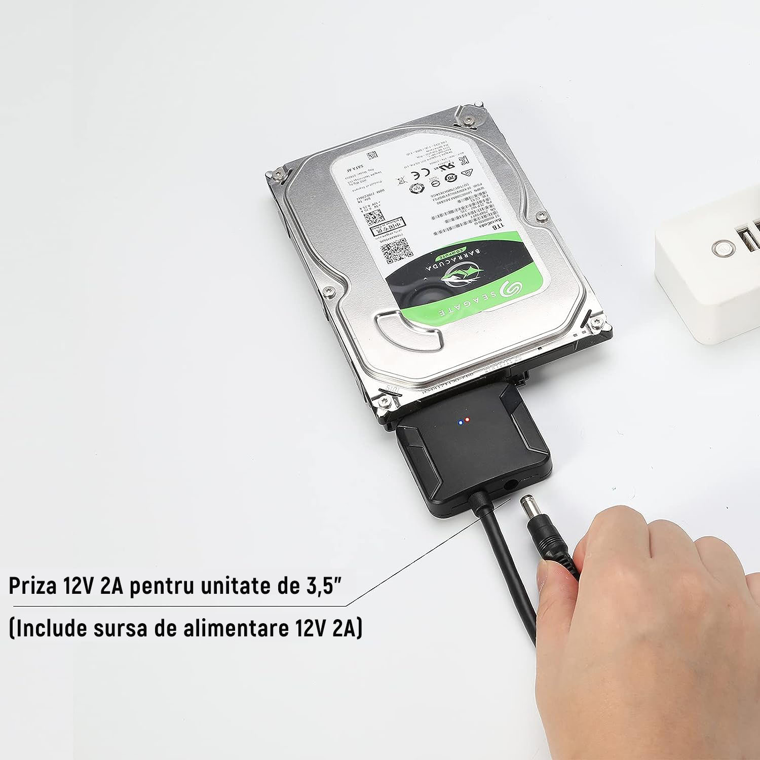 Adaptor USB 3.0 la SATA, Pentru SSD/HHD 2.5/3.5 inch, Cu sursa de ...