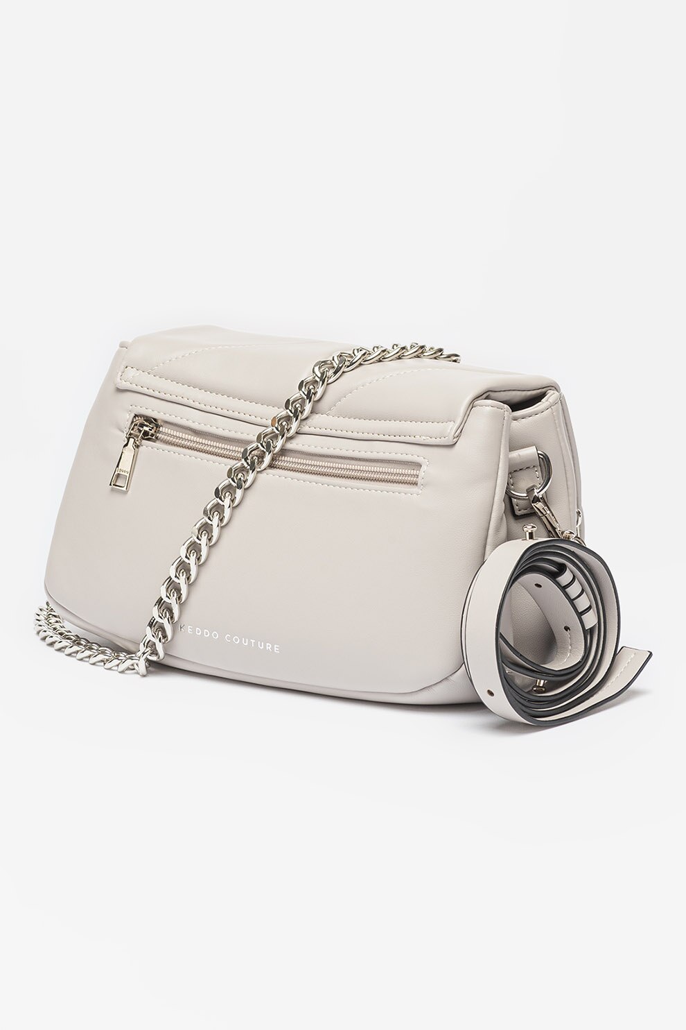 KEDDO, Чанта от еко кожа с шевове, Пепеляво сиво - eMAG.bg