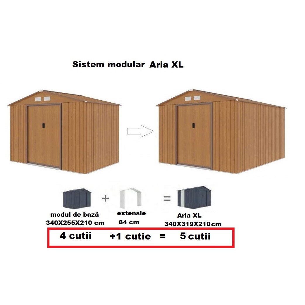 Casuta de gradina Aria XL, pentru scule, Culoare Stejar Aur, dimensiuni ...