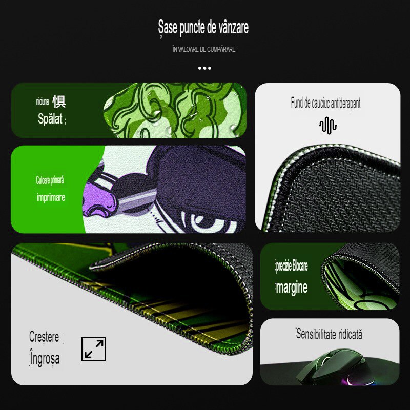 Mouse Pad pentru gameri, pentru birou, din cauciuc natural, cu o ...