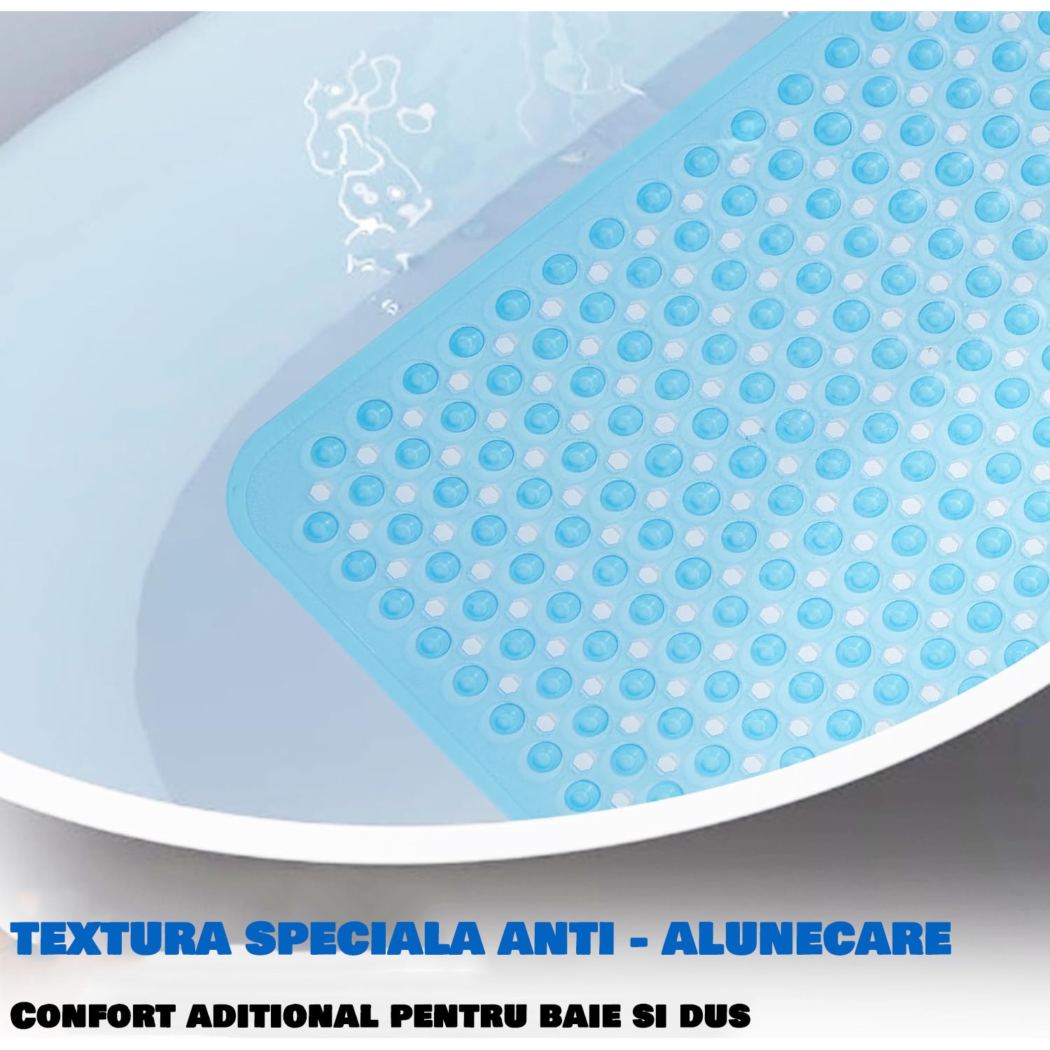 Covoras pentru Cada, Anti-Alunecare 100x40 cu Orificii de Scurgere, Lavabil la Masina de Spalat ...