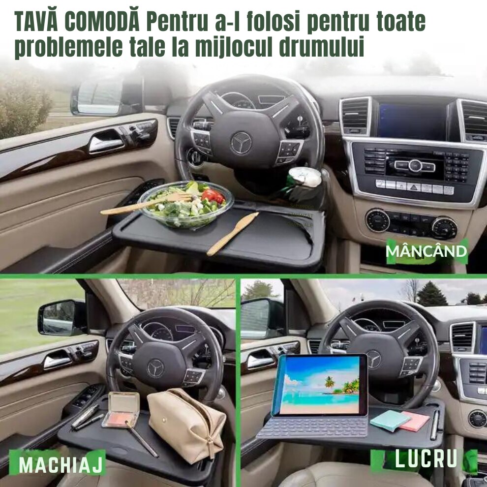 Masuta auto, fixare pe volan, multifunctionala, culoare neagra - eMAG.ro