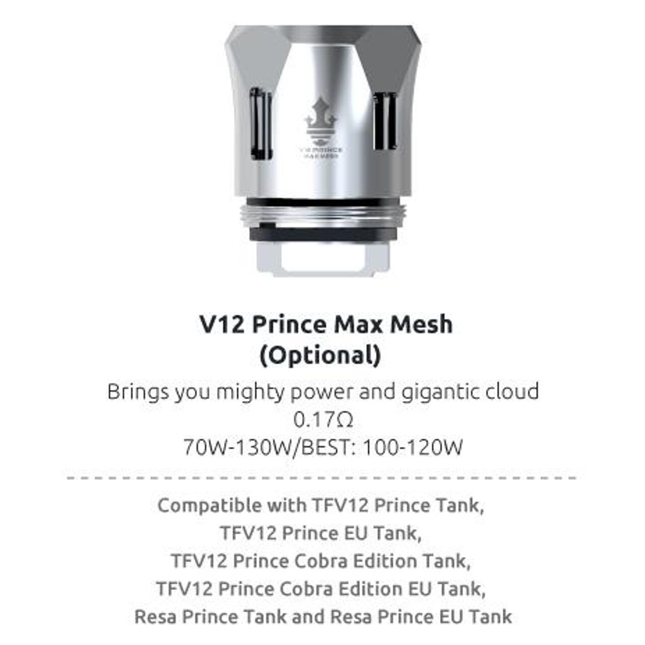 Set 3 rezistente Smok TFV12 Prince Max Mesh 0.17 Ohm - eMAG.ro