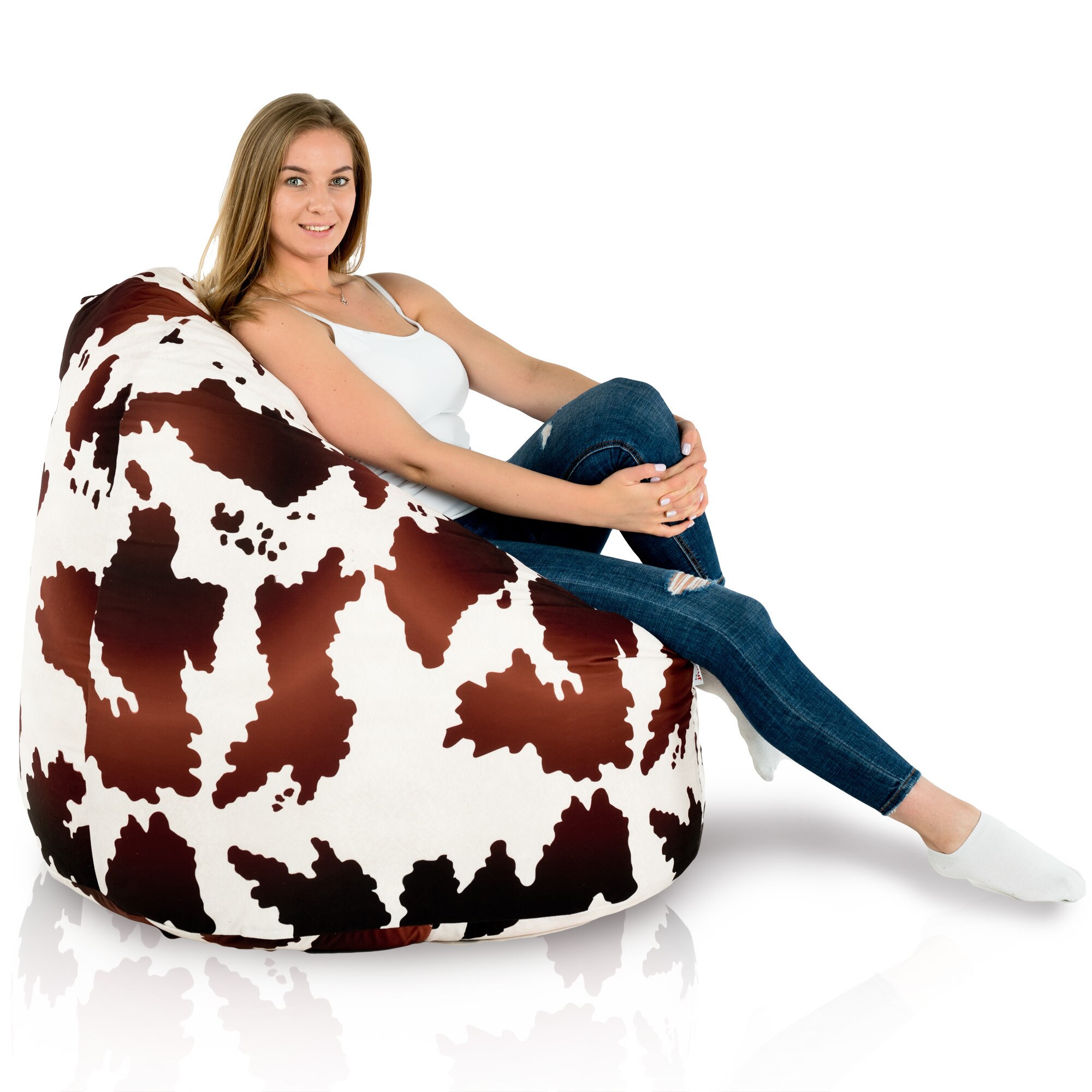 Fotoliu Puf, Italpouf, textil, alb/maro - eMAG.ro