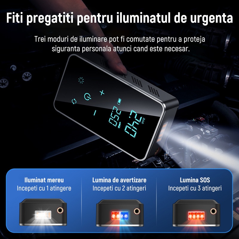 Compresor auto portabil, Vaxiuja, ABS, 145 x 80 x 46 mm, Wireless, 150 ...